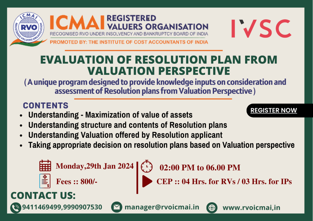 Evaluation of Resolution Plan from Valuation Perspective | Master Class ...